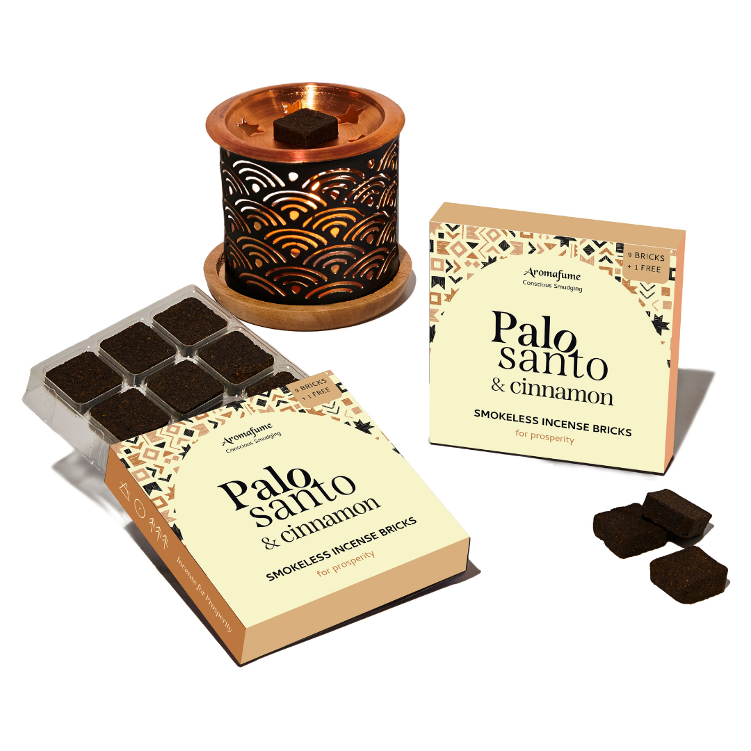Palo Santo & Cinnamon Incense Bricks & Burner Set | Aromafume US ...