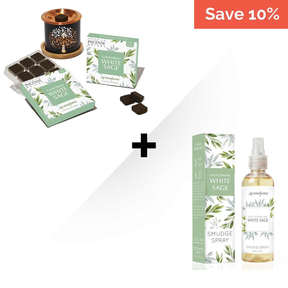 White Sage Cleansing Kit - Incense Brick & Smudge Spray — Aromafume ...